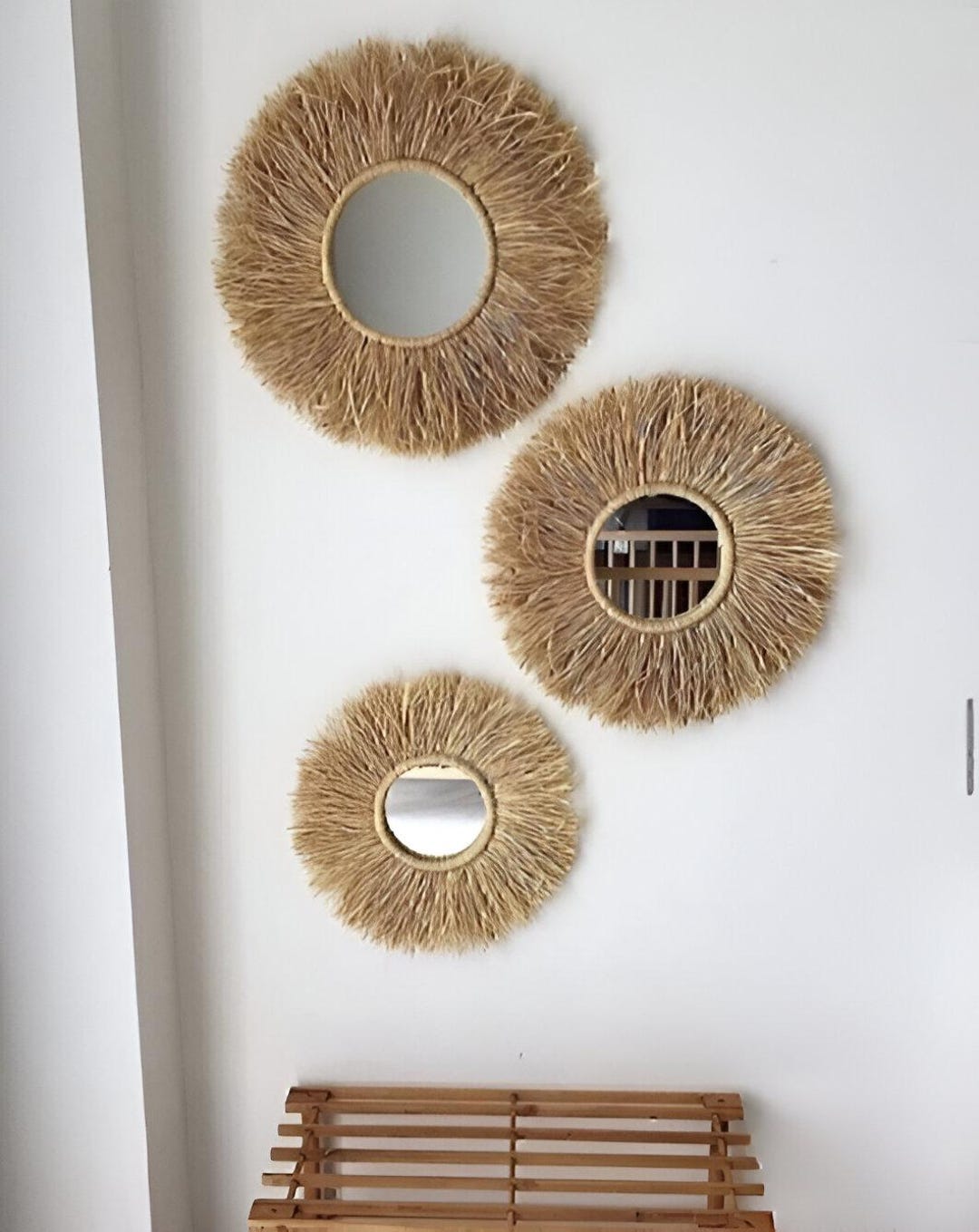 Wall Decor,mirrors,compact Mirror,fall Decor,wall Mirror,wicker,wicker ...