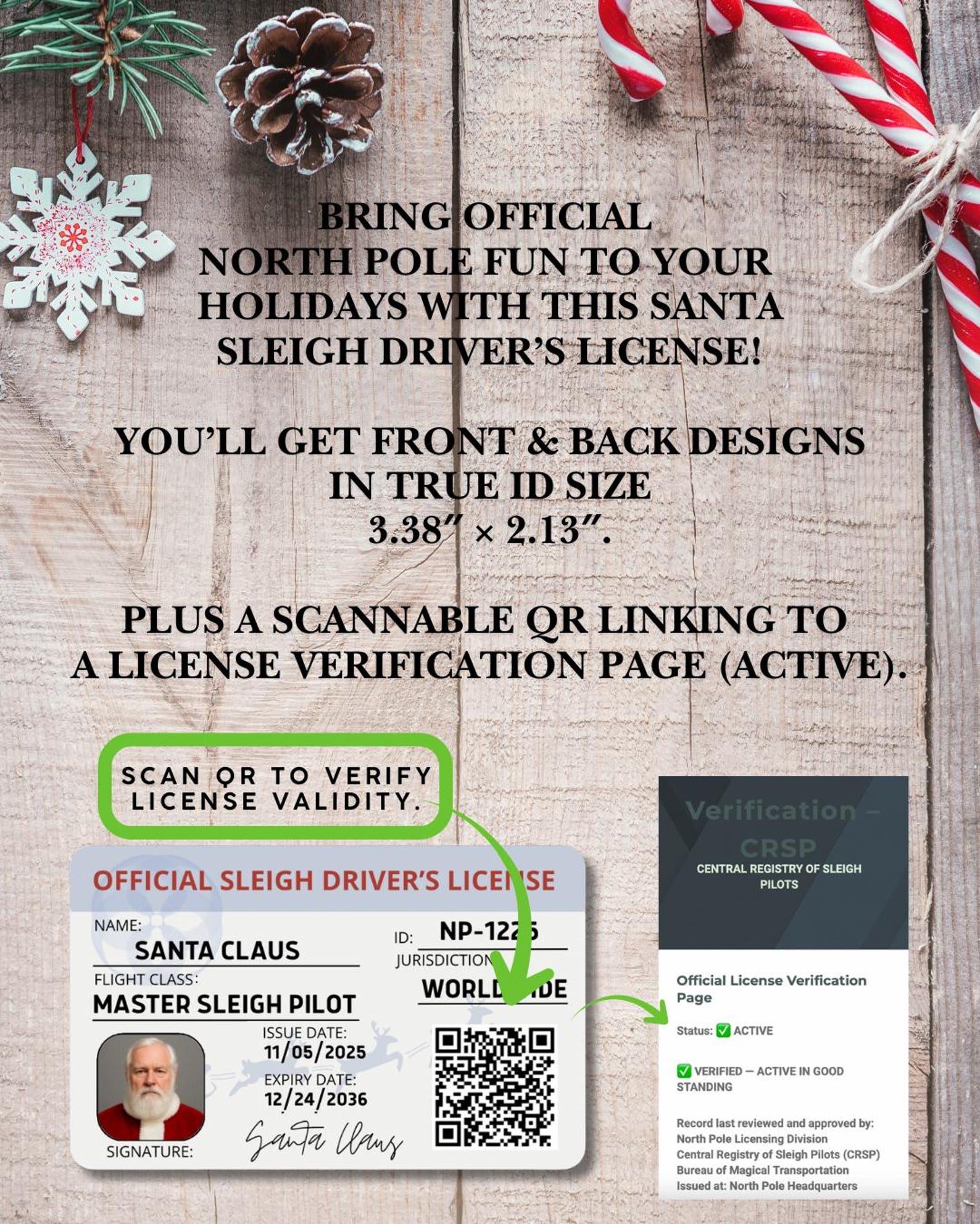 Santa Sleigh Driver's License Printable | Funny North Pole ID Card (pdf ...