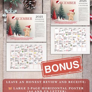 Funny December Nonsense Calendar • Printable Elf-themed Holiday ...
