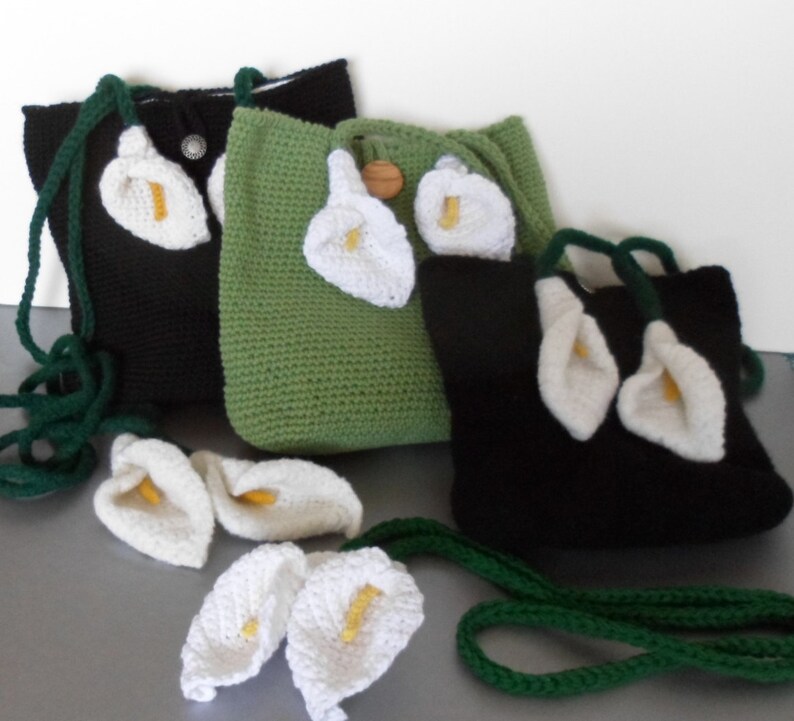 Crochet Pattern Calla Lily Flower Purse or Lariat With Optional Felting ...