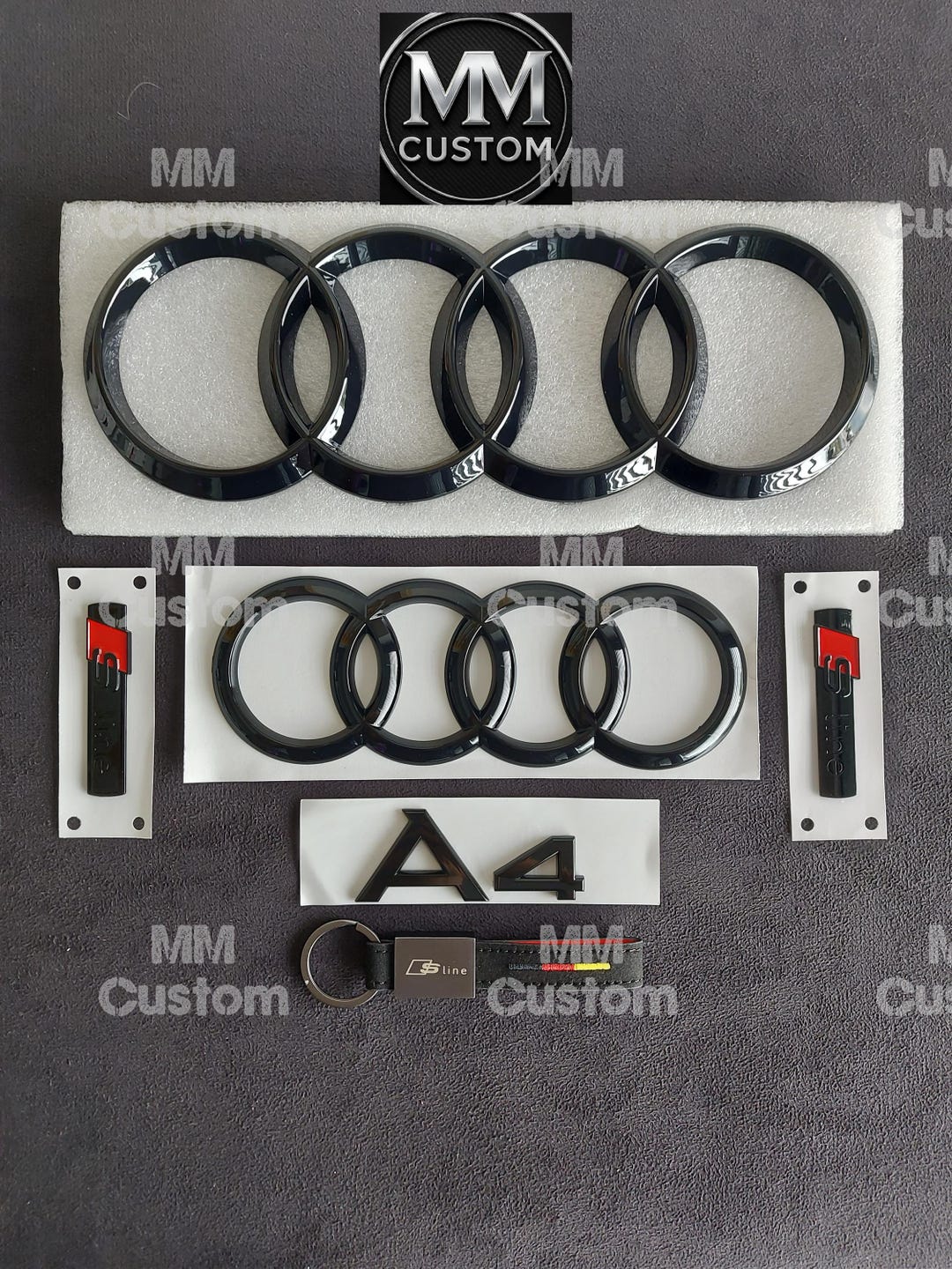 Audi A4 Pack, Sline Badges Package, Gloss Black - Complete Set, Glossy ...