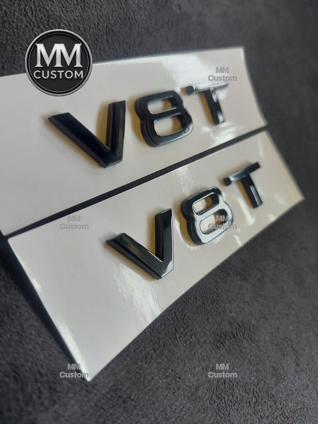 2x Audi V8T Badges - Badge, Gloss Black - Fender, Glossy Black - Emblem ...