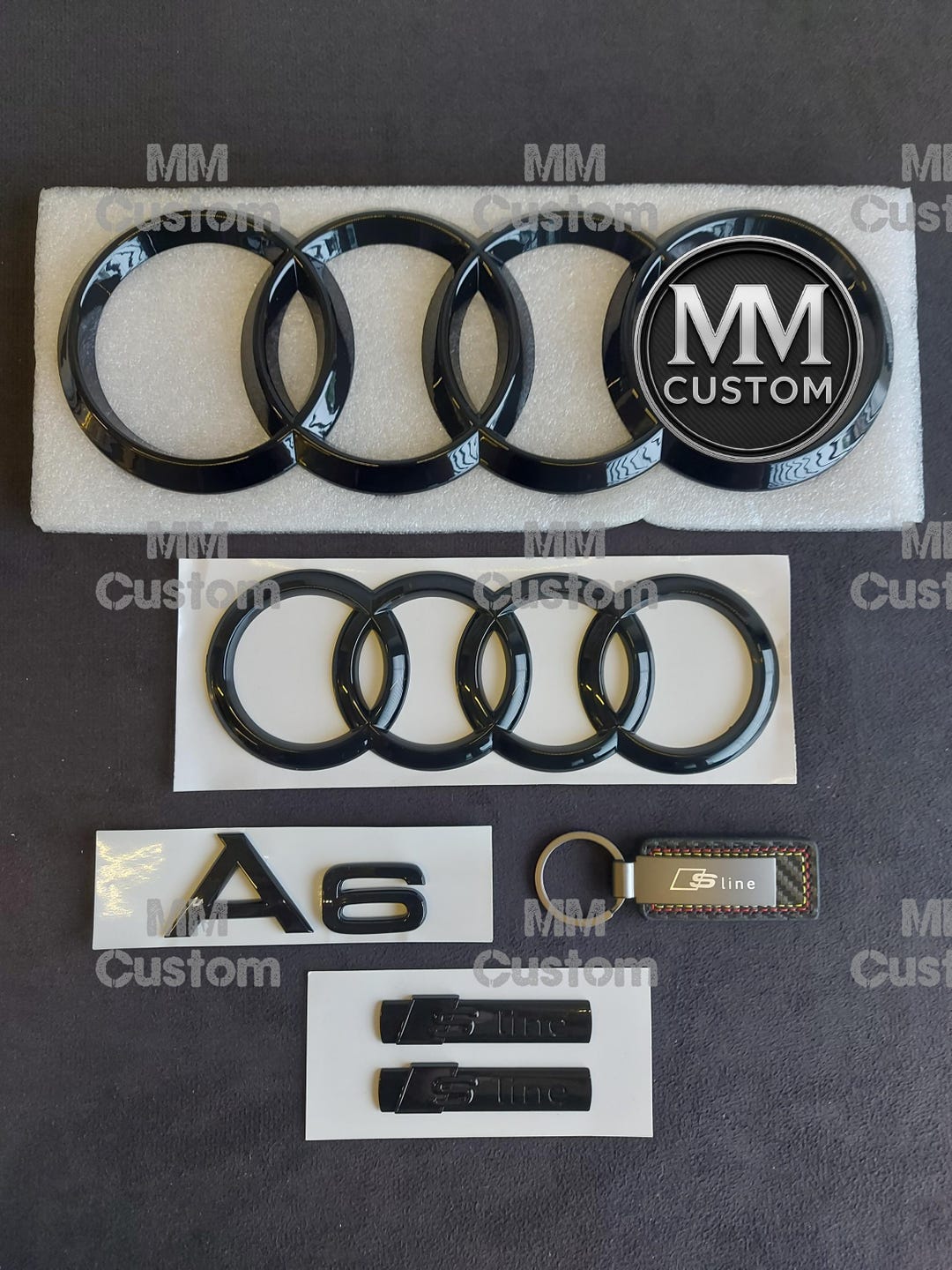 Black Glossy Audi A6 Set, Sline Badges Package, Gloss Black - Complete ...