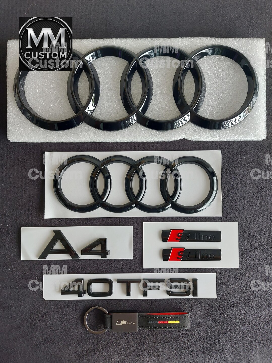 Audi A4 40 TFSI Set, Sline Full Badges Package, Gloss Black - Complete ...