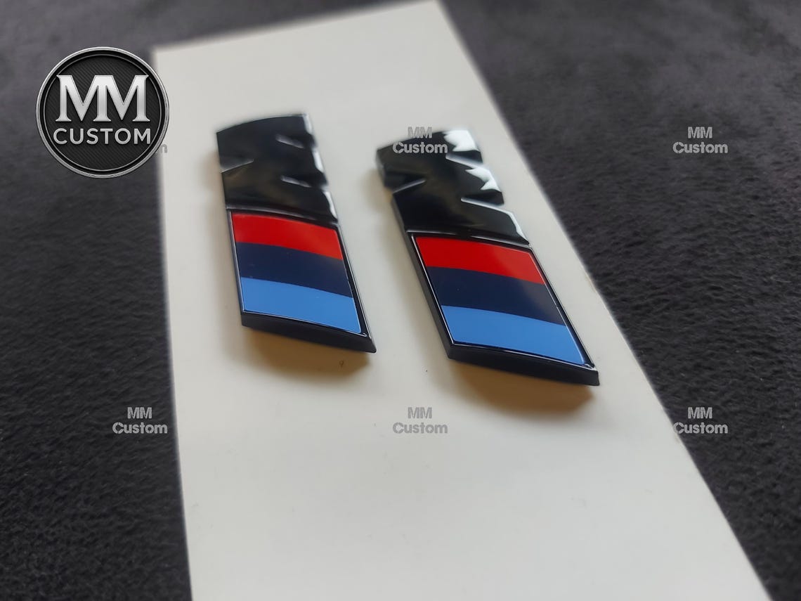 2x M Badges Gloss Black - 45x15mm - Kotflügel, Glänzend Schwarz Neu ...