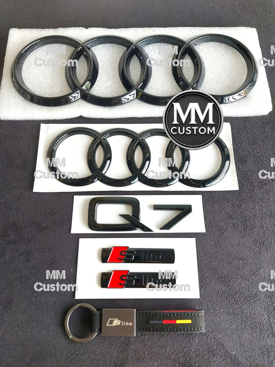 Audi Q7 Set, Sline Full Badges Package, Gloss Black - Complete Set ...