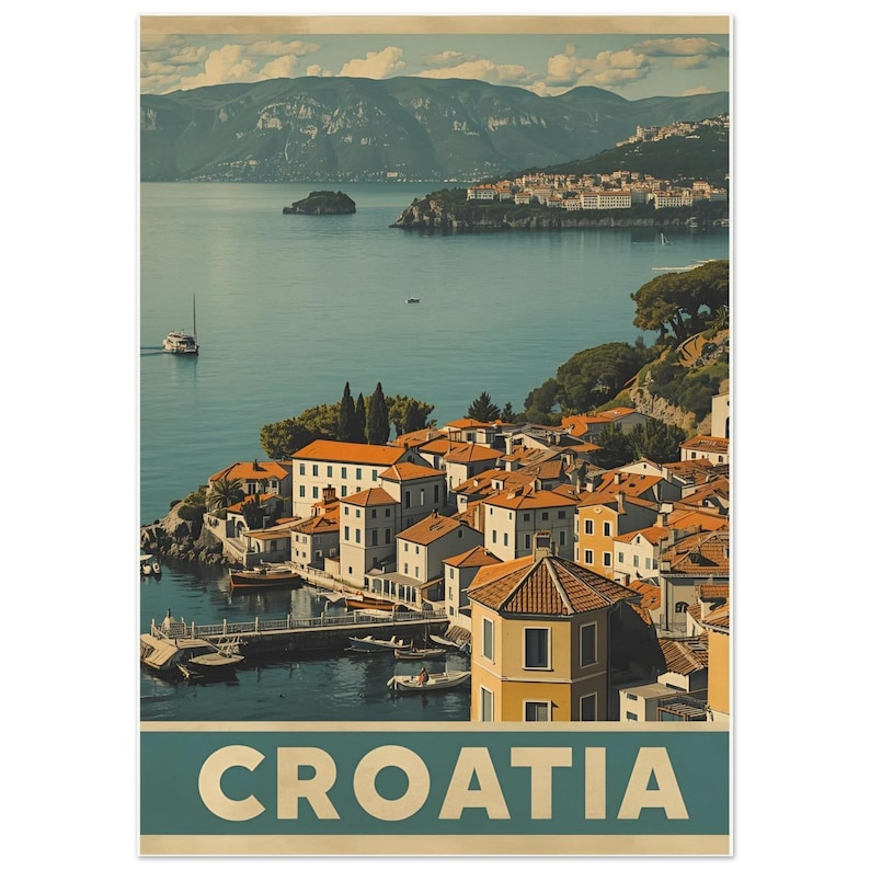 Vintage Croatia Poster - Retro Scenic Art Print - Museum Quality Wall ...