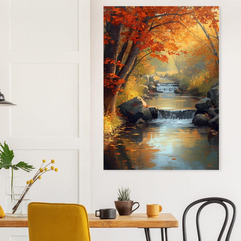 Enchanting Stream Waterfall Fine Art Poster - Vivid Nature Print for ...
