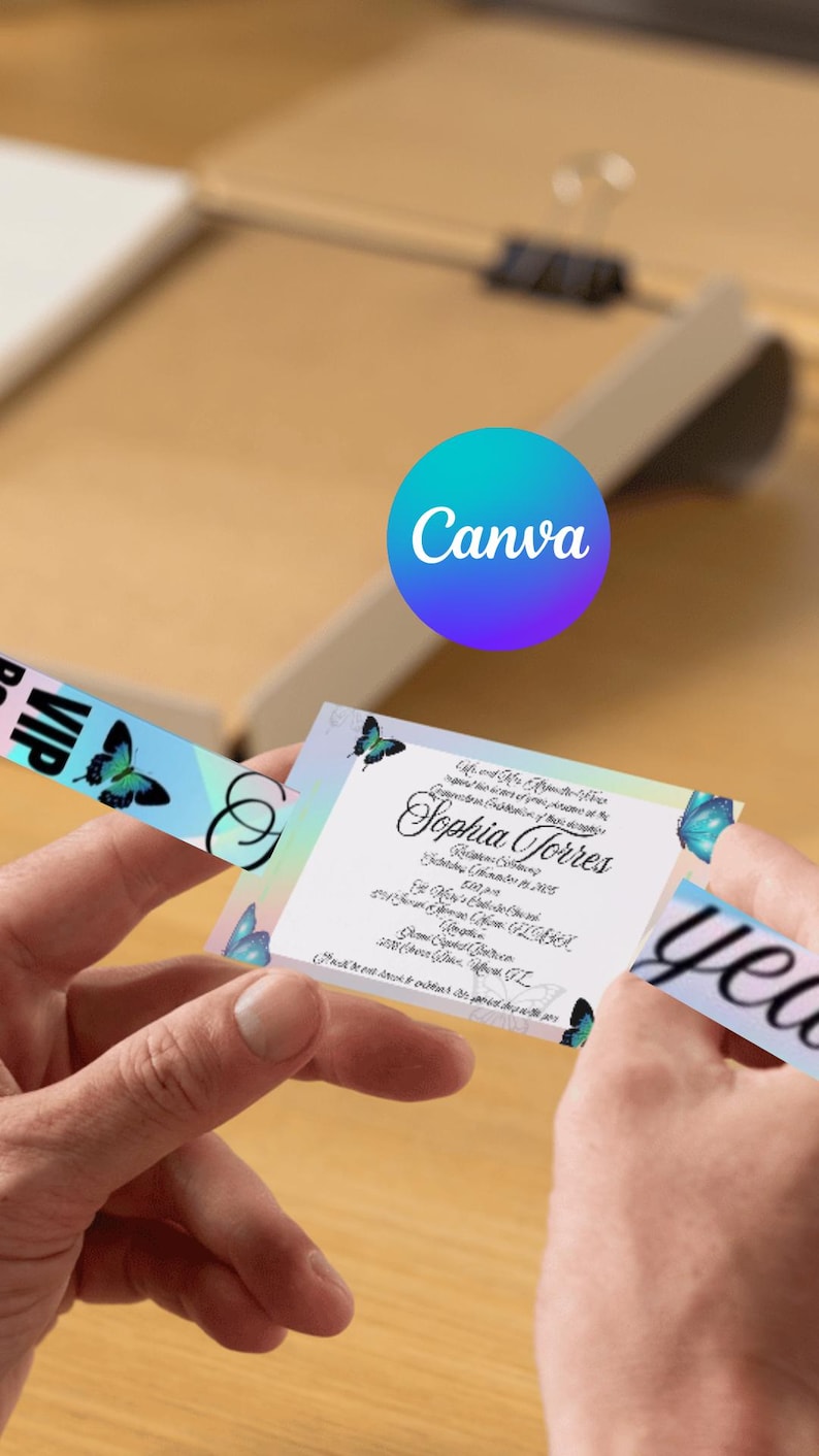 Holographic Tyvek Wristbands Editable Template With Gift Card | Custom ...