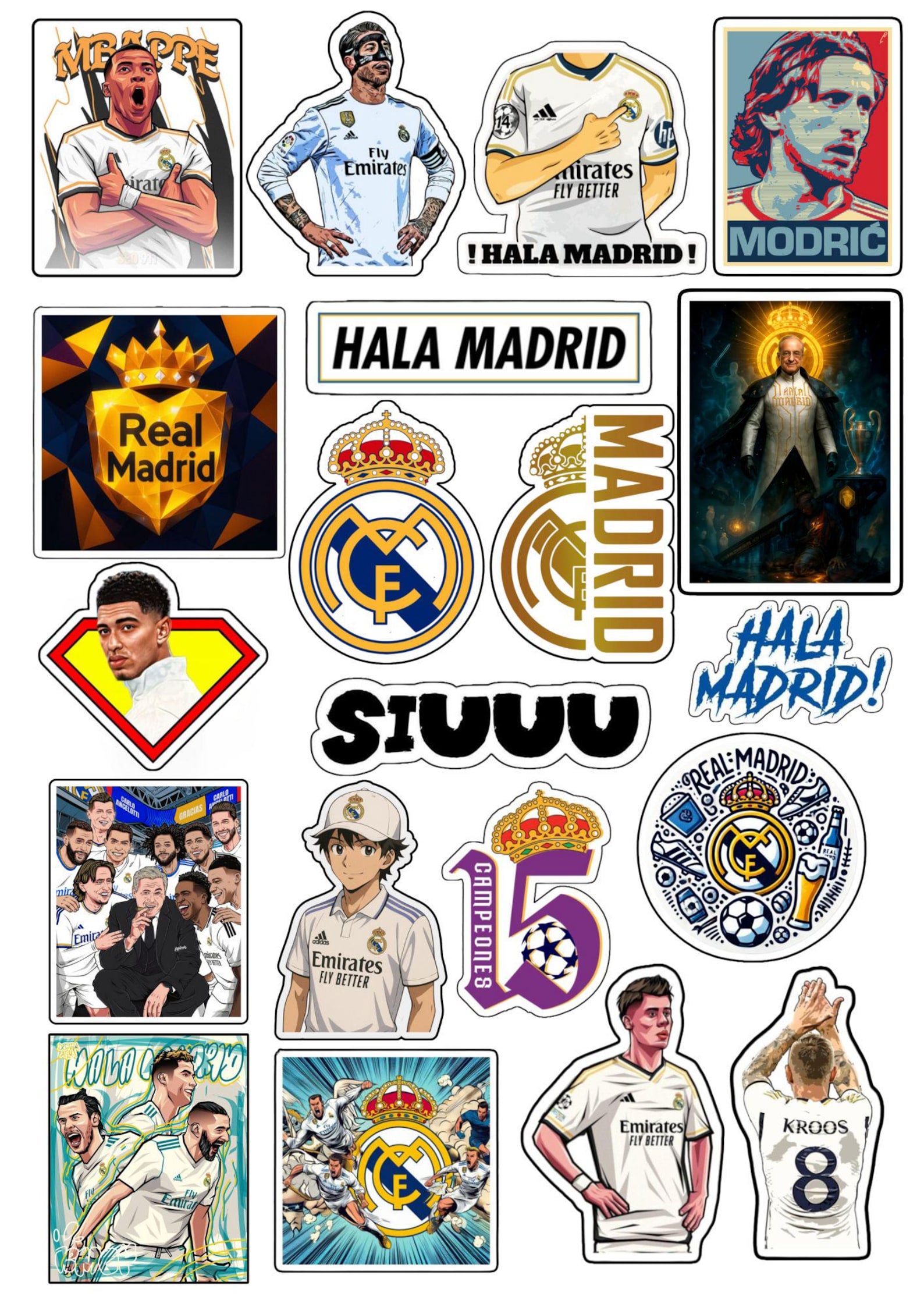 Real Madrid Stickers | Football Vinyl Decals | Waterproof Laptop & Car ...