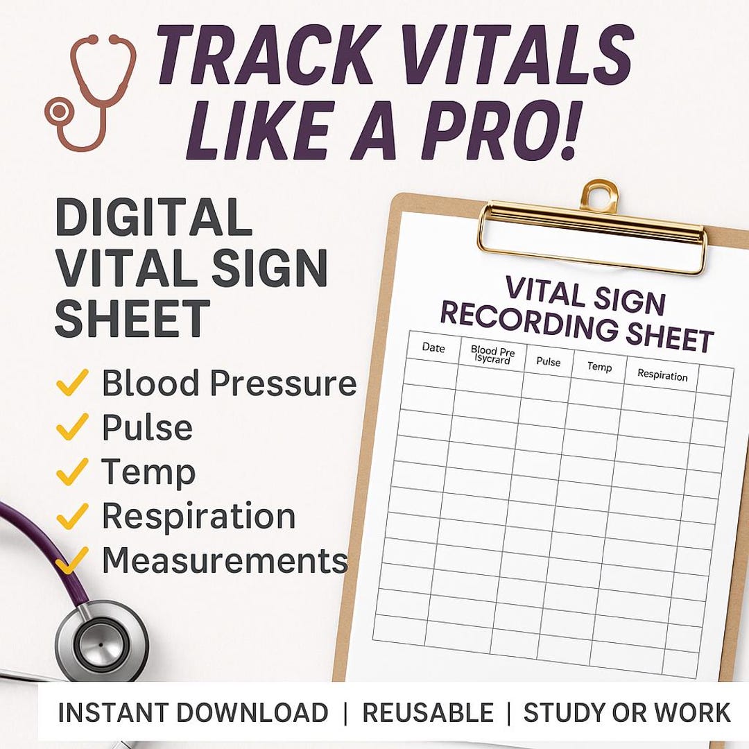 Vital Signs Tracker: Medical Student Practice Sheet (PDF Download - Etsy