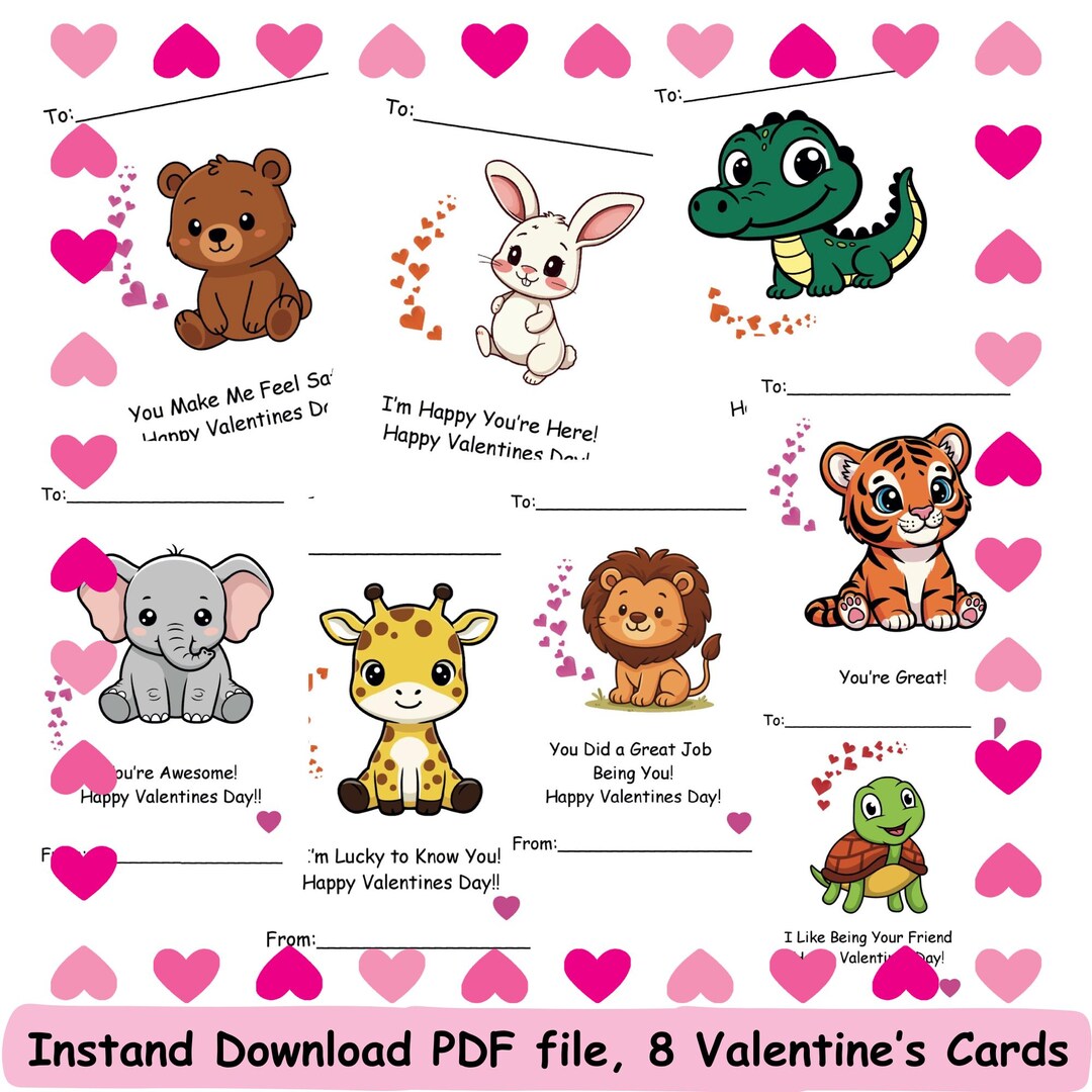 Cute Valentine Cards - Printable - Kids Valentines - School Valentine ...