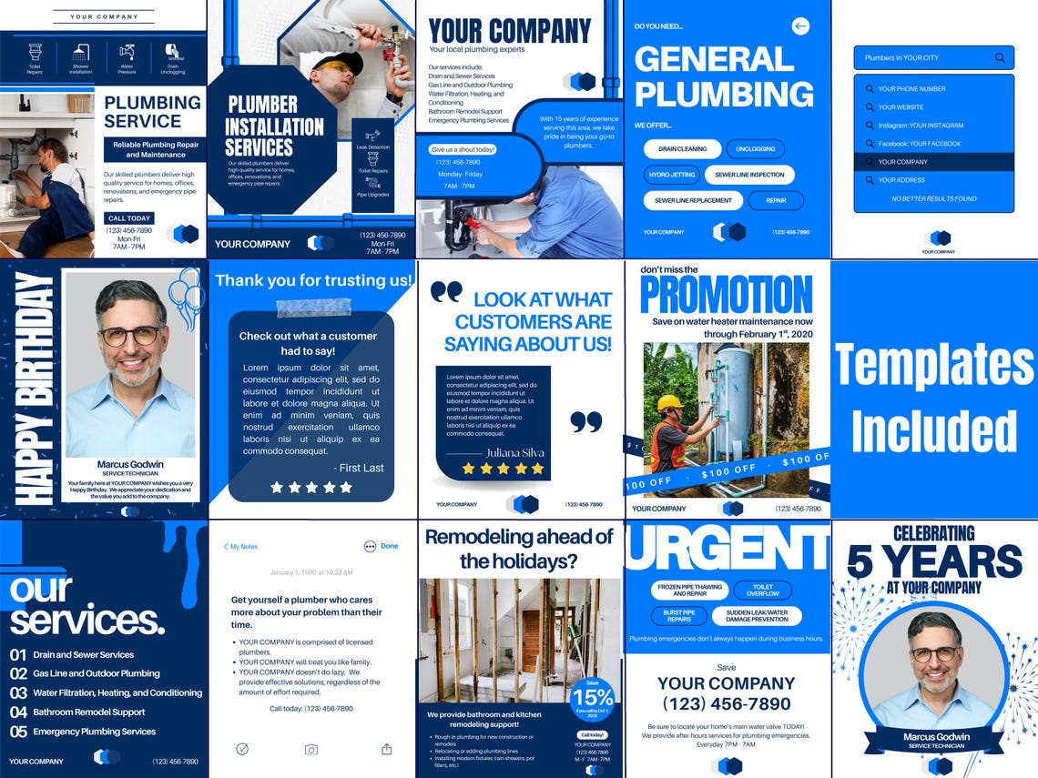 28 Plumbing Business Social Media Posts, Plumber Marketing, Blue ...