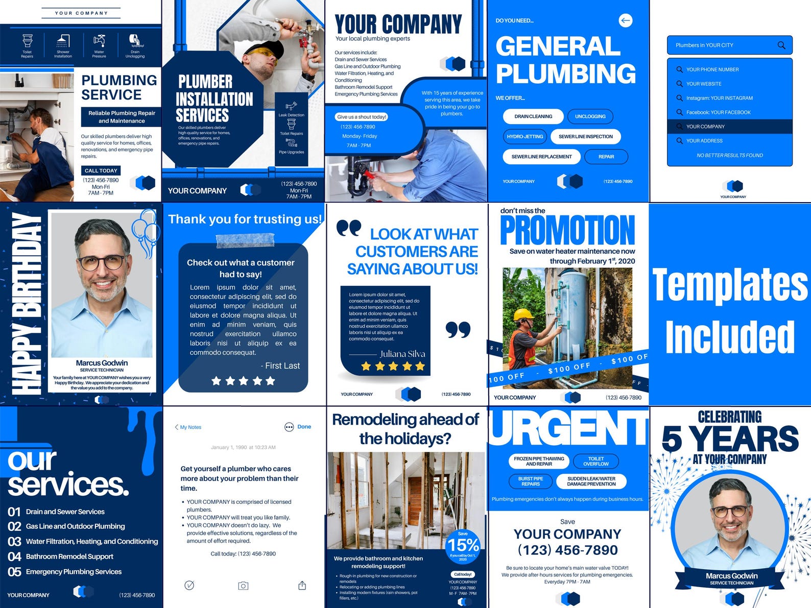 28 Plumbing Business Social Media Posts, Plumber Marketing, Blue ...