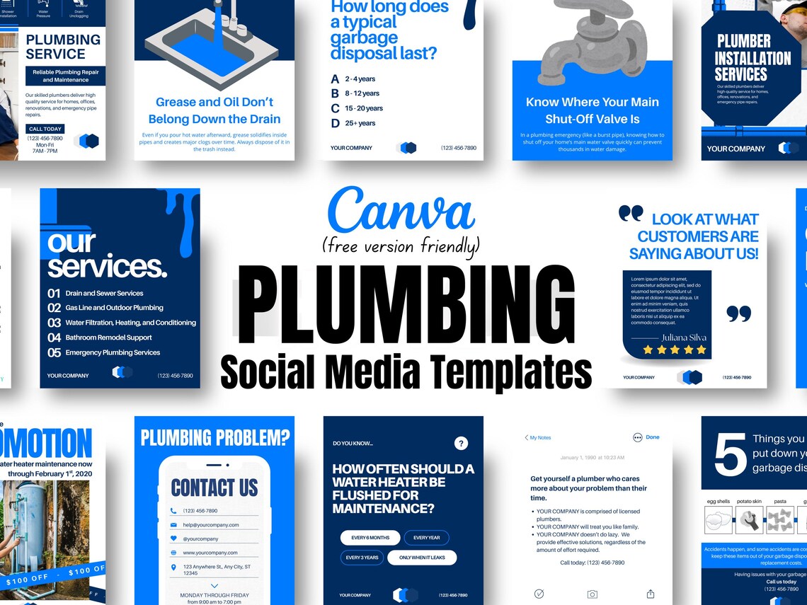 28 Plumbing Business Social Media Posts, Plumber Marketing, Blue ...