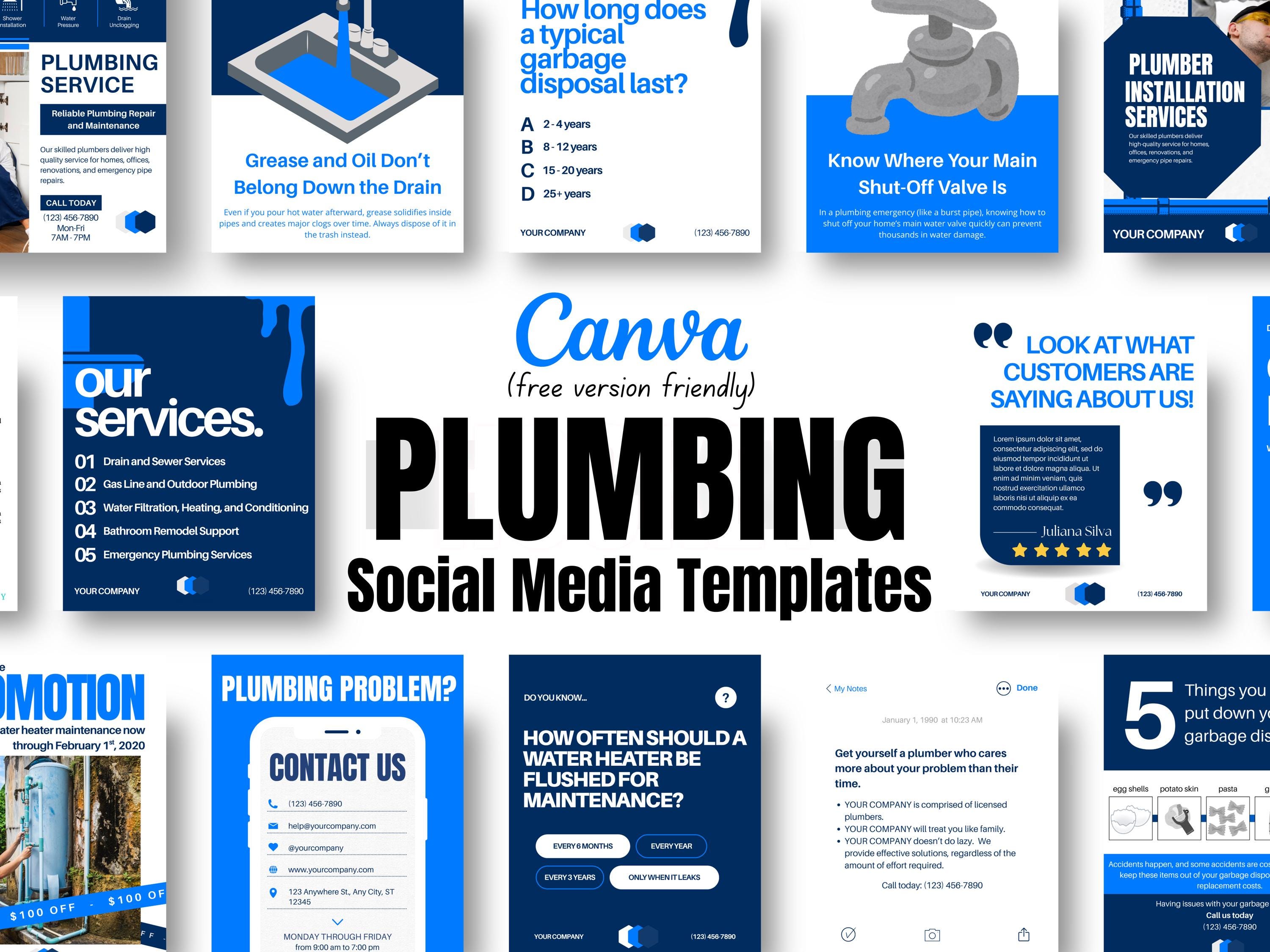 28 Plumbing Business Social Media Posts, Plumber Marketing, Blue ...
