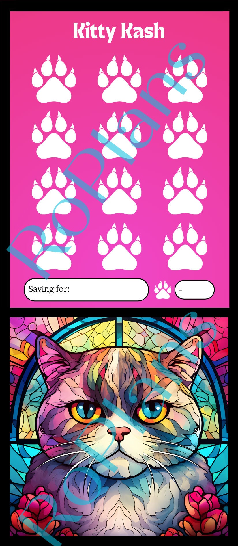 Kitty Kash Mini Savings Challenges - Set of 12 Stained Glass Cat-themed ...