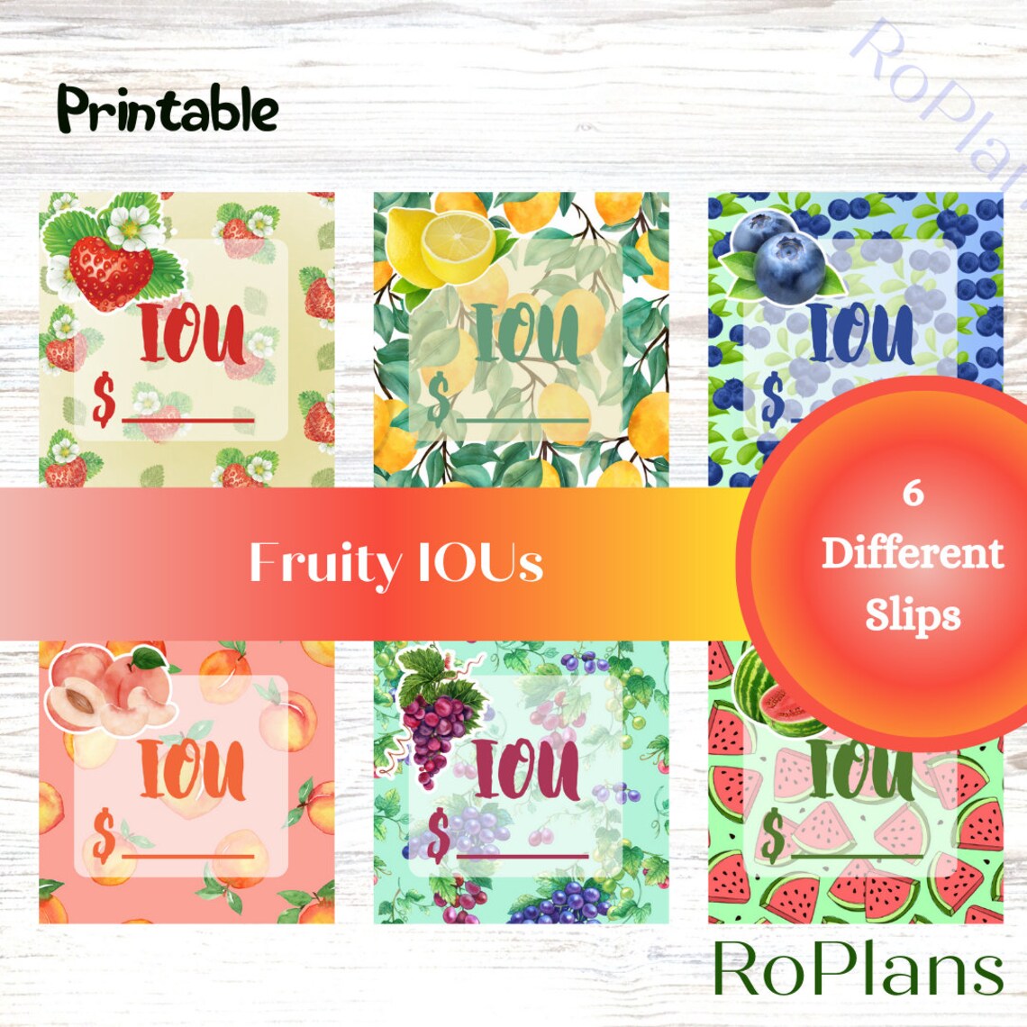 Fruit Themed IOU Slips | Colorful, Cute | Use in Savings Challenges - Etsy