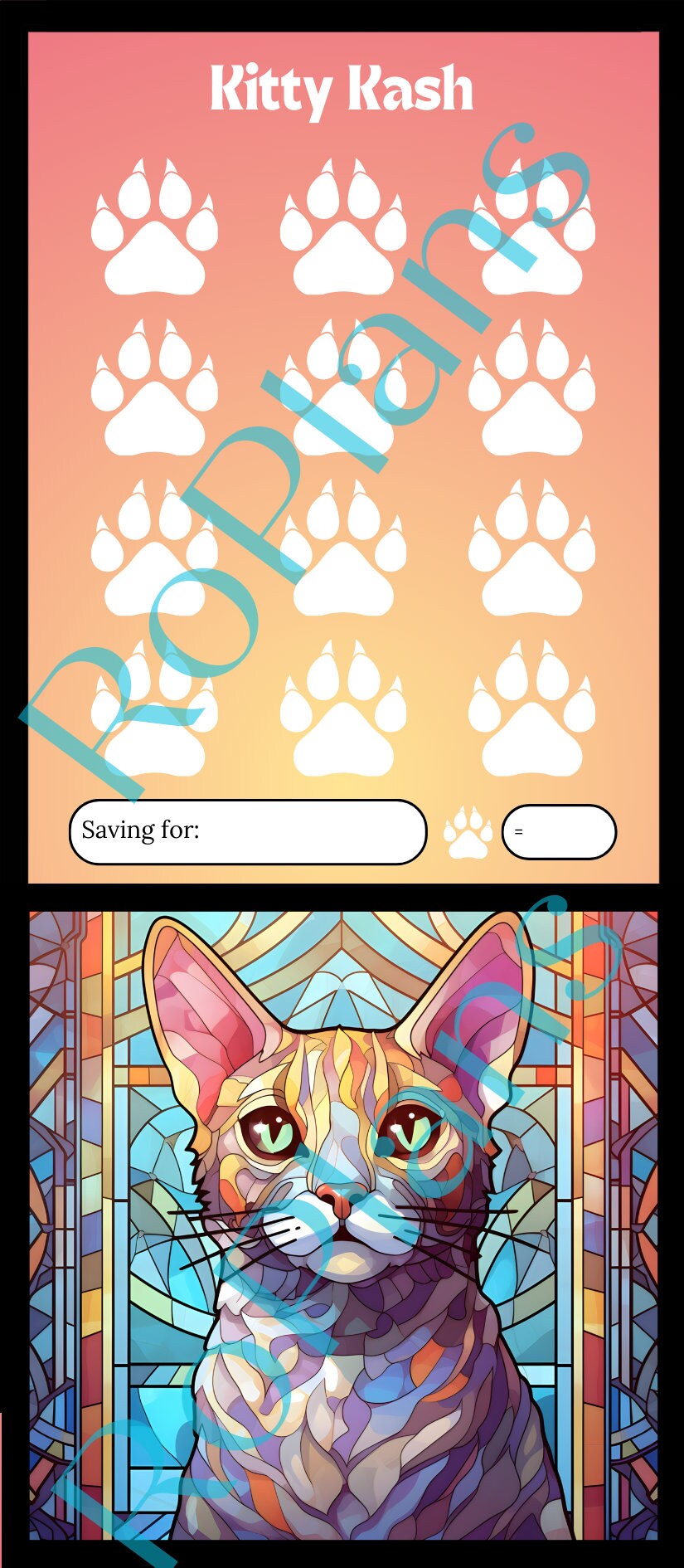 Kitty Kash Mini Savings Challenges - Set of 12 Stained Glass Cat-themed ...