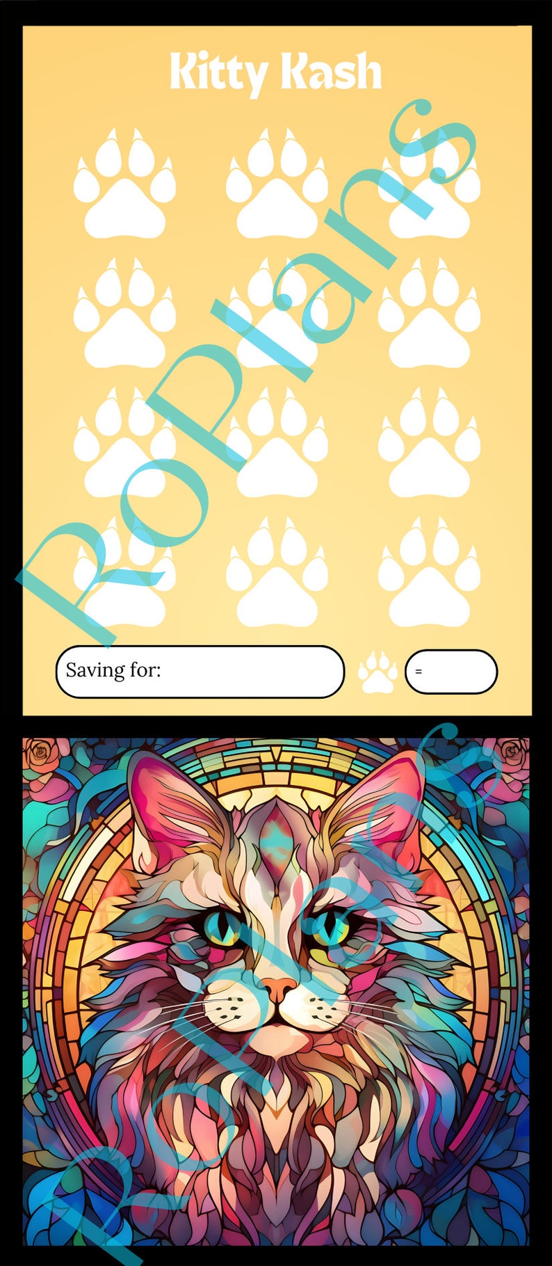 Kitty Kash Mini Savings Challenges - Set of 12 Stained Glass Cat-themed ...