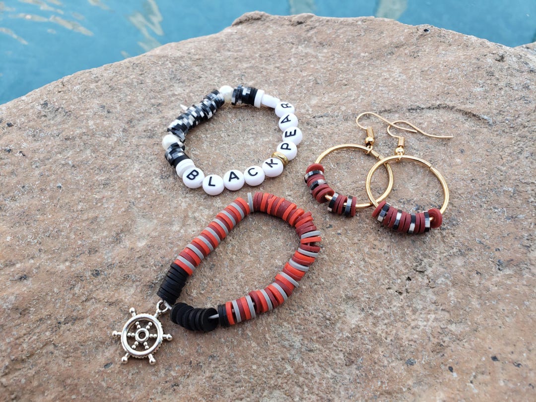 Pirate & Caribbean Beaded Jewelry - 2 Bracelets + Earrings - Etsy