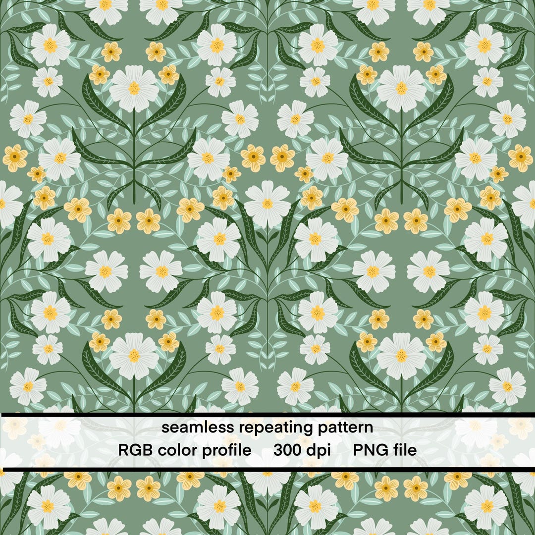 Floral Seamless Repeating Pattern | Symmetrical Botanical Digital ...