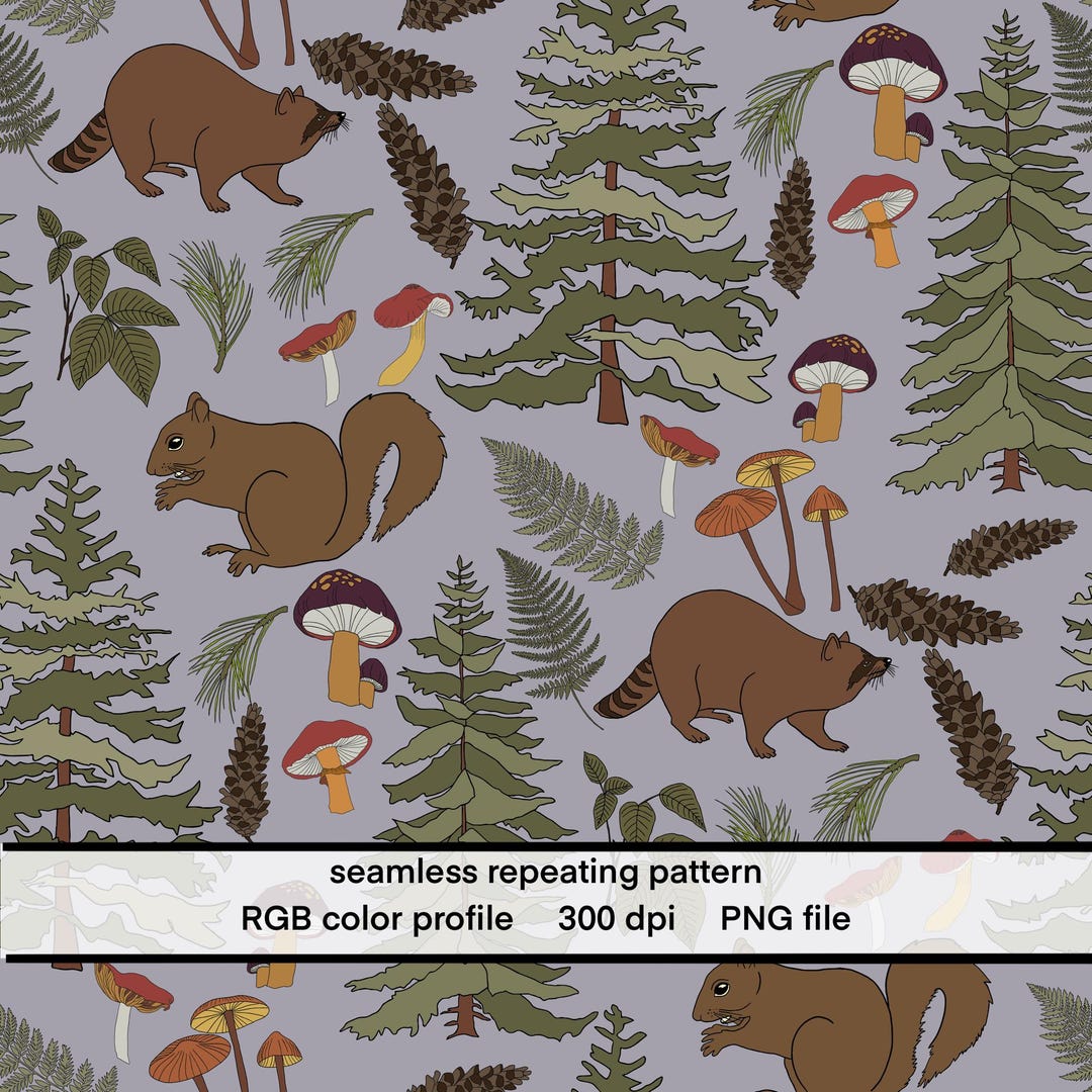 Woodland Creatures Repeating Seamless Pattern | Rustic Forest Design ...