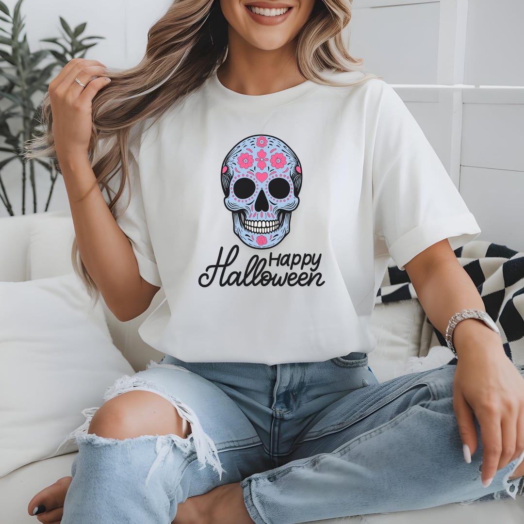 Colorful Sugar Skull Halloween Art | Day of the Dead Printable Design ...