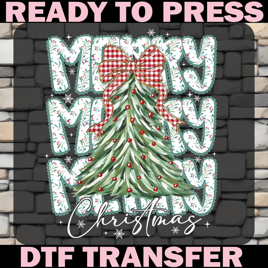 Merry Christmas Tree DTF Print, Holiday Sweatshirt Transfer - Etsy