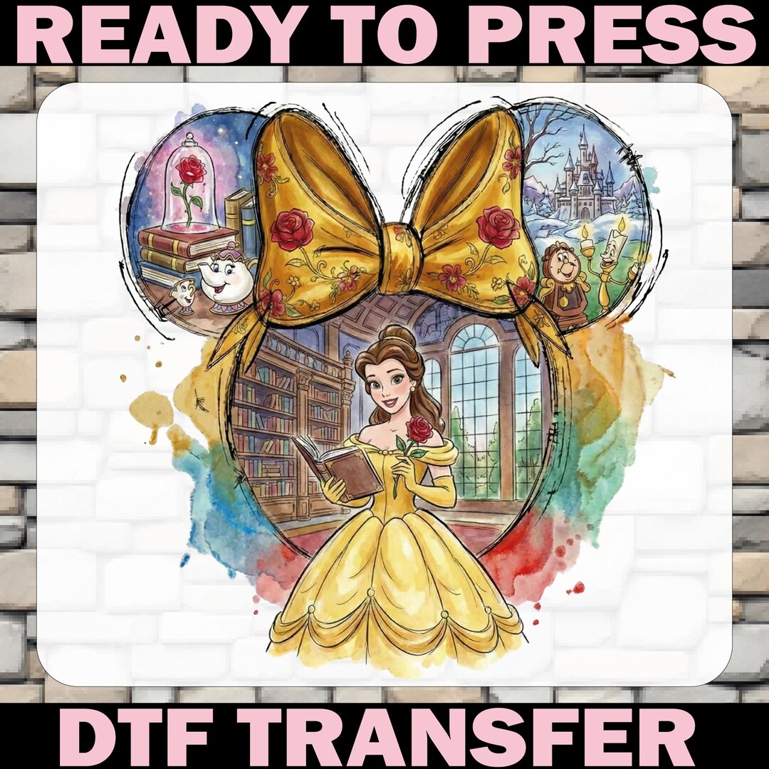 Disney Princess Belle Dtf Transfer, Ready to Press, Iron On, Disney ...