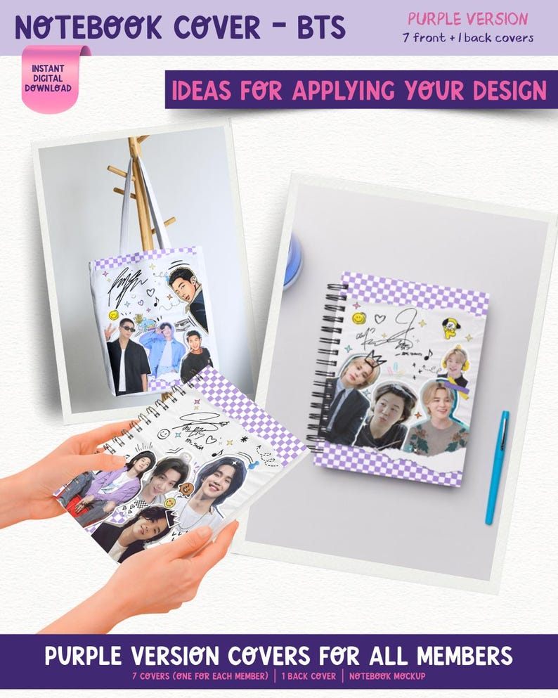 BTS Kpop Notebook Cover: Printable Journal Covers (digital Download) - Etsy