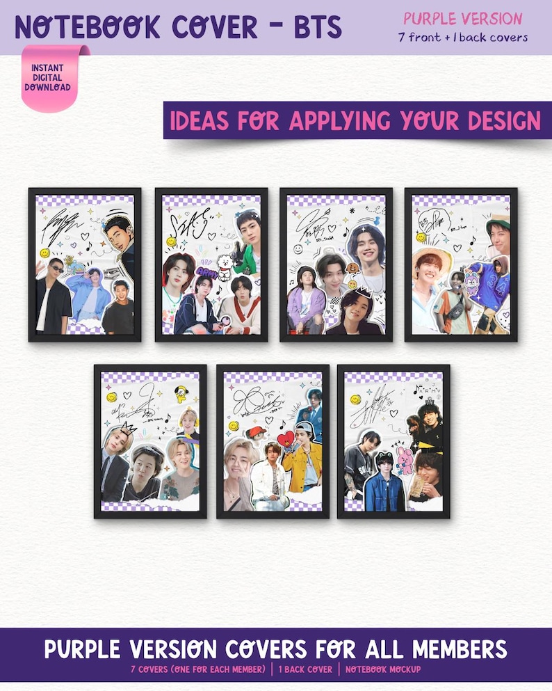 BTS Kpop Notebook Cover: Printable Journal Covers (digital Download) - Etsy