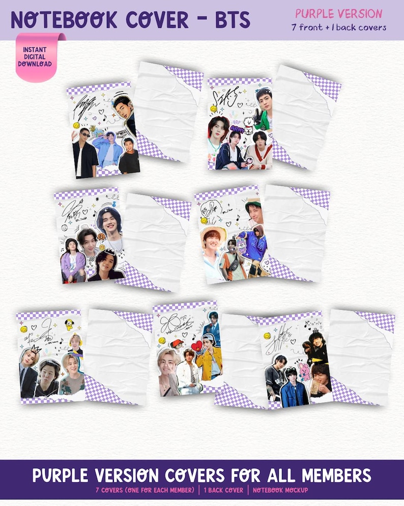BTS Kpop Notebook Cover: Printable Journal Covers (digital Download) - Etsy