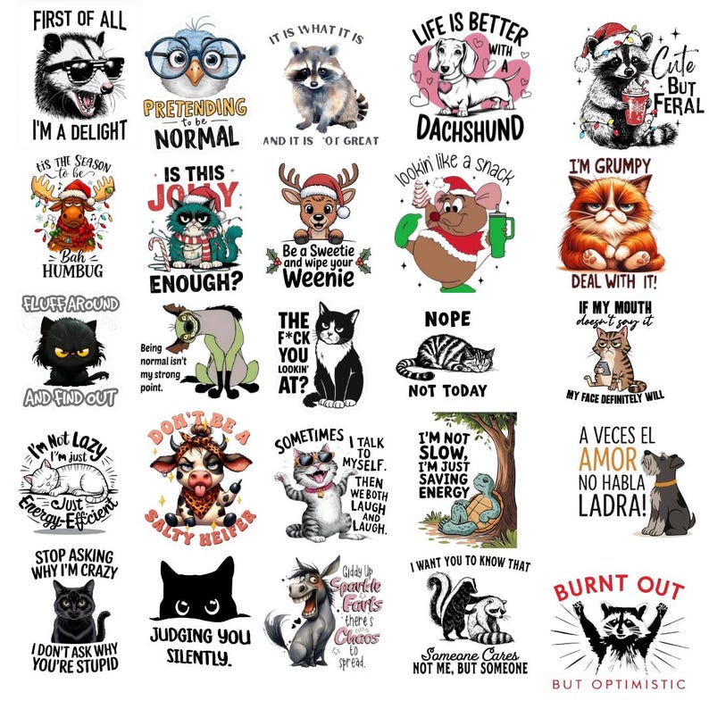 Sarcastic Animals PNG Bundle Digital Download - Etsy