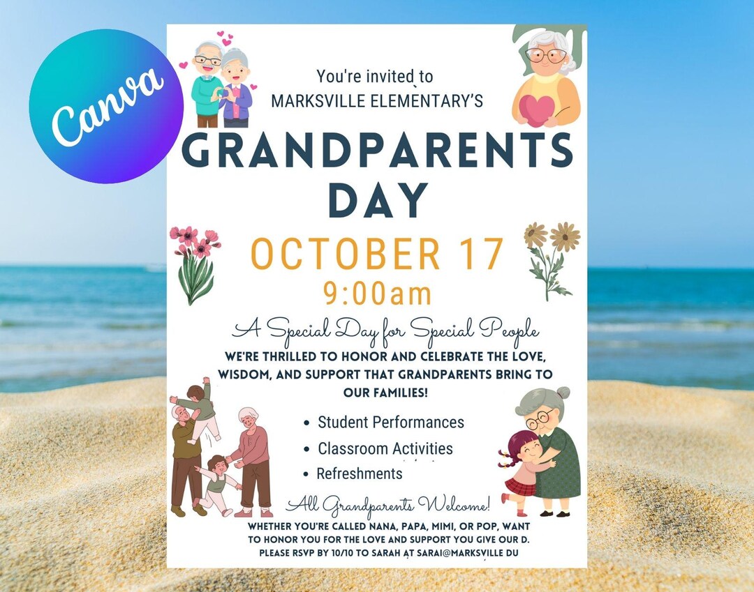 Editable Grandparents Day Flyer Template | School Event Invitation ...