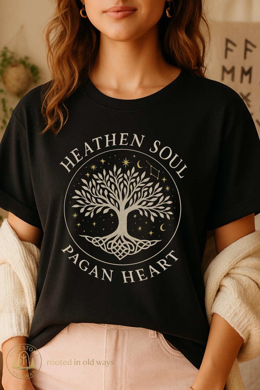 Witchy Aesthetic Tee for Women – Heathen Soul Pagan Heart Shirt, Norse ...