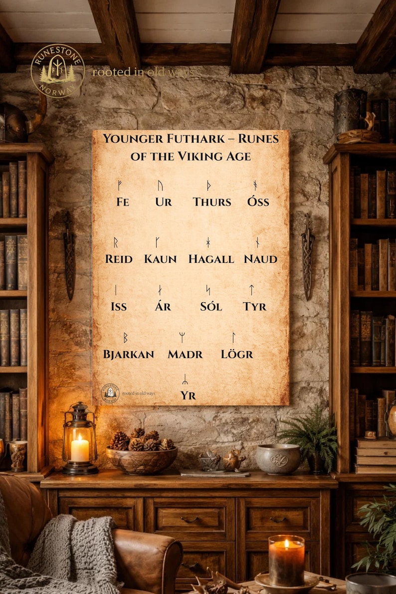 Younger Futhark Rune Chart VIKING WALL ART: Printable Norse Alphabet ...