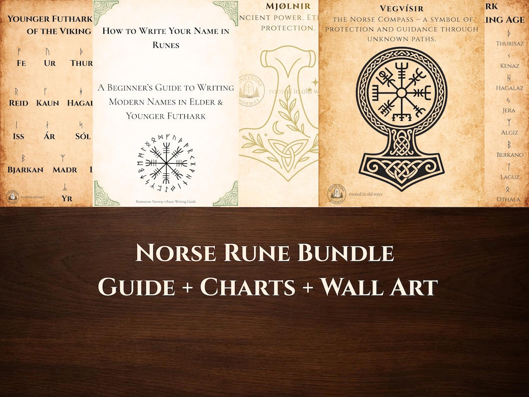 Printable Rune Bundle, Elder & Younger Futhark Charts, Rune Writing ...
