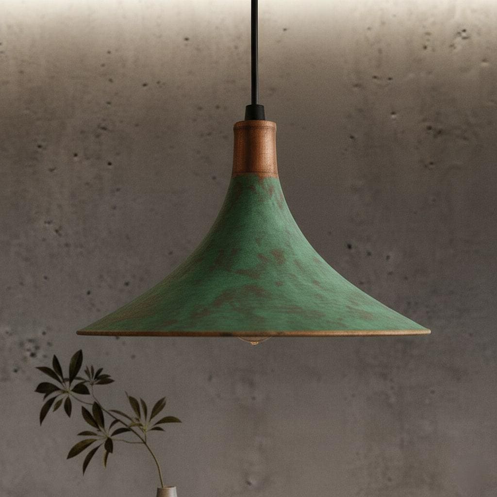 Set of 2 Handmade Verdigris Brass Pendant Lights: Boho Rustic Fixtures ...