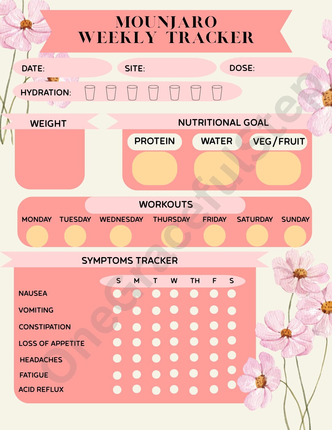 GLP-1 Tracker, PDF Printable Tracker, Zepbound, Weightloss Tracker ...