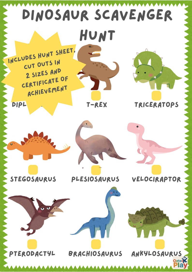 Dinosaur Scavenger Hunt | Printable Activity for Kids - Etsy