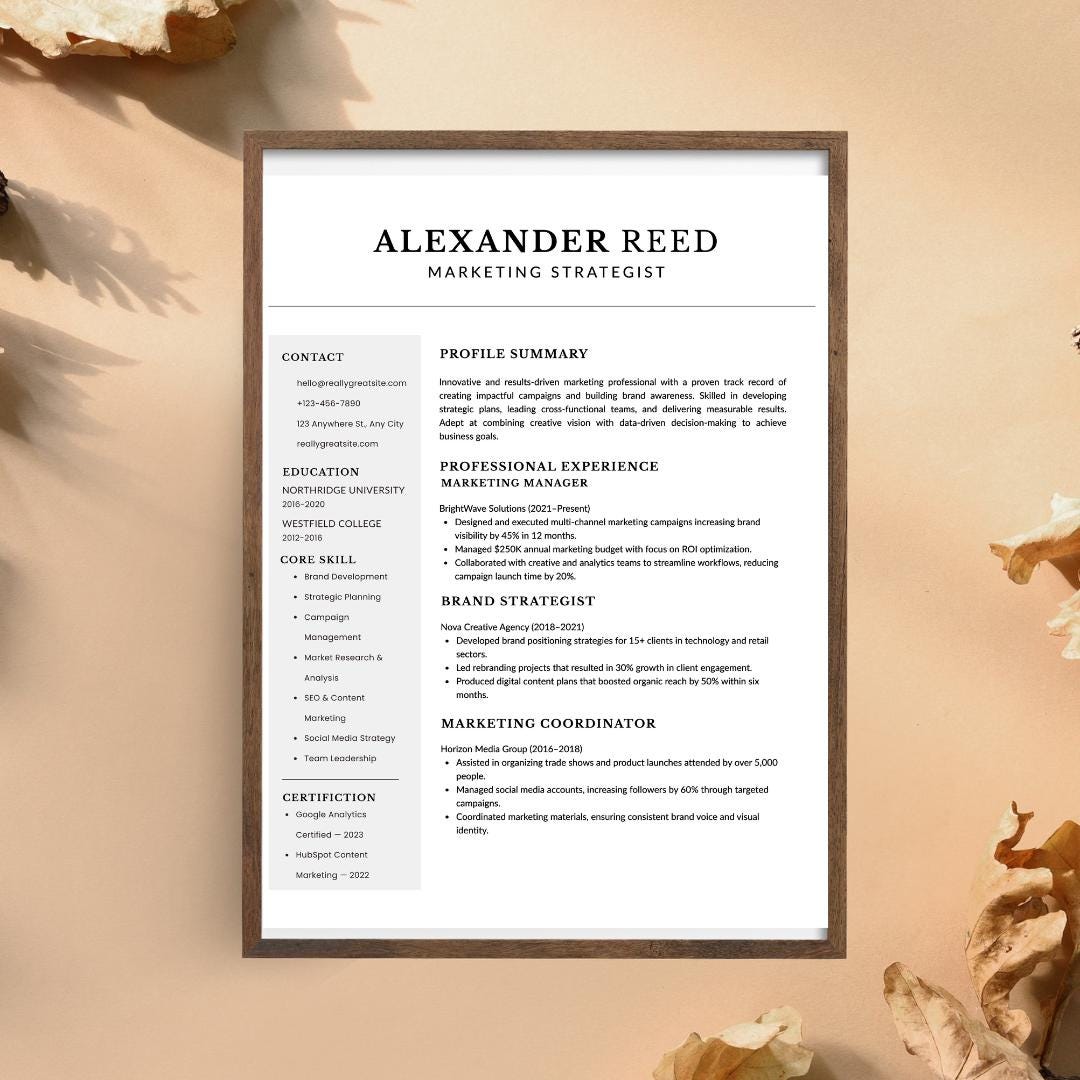 Canva Resume Template: Professional CV, Cover Letter, & Reference ...