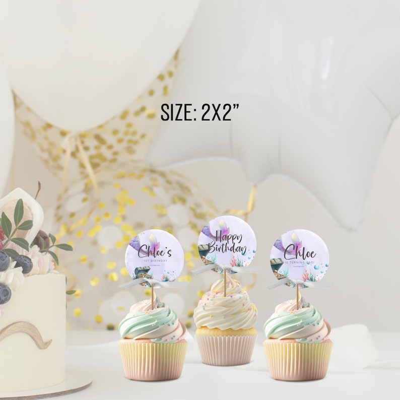 Mermaids Cupcake Toppers | 2x2" Printable Party Toppers | Mermaid ...
