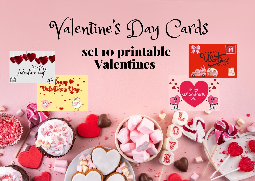 Valentine’s Day Cards for Kids | Set of 10 Printable Valentines | Cute ...