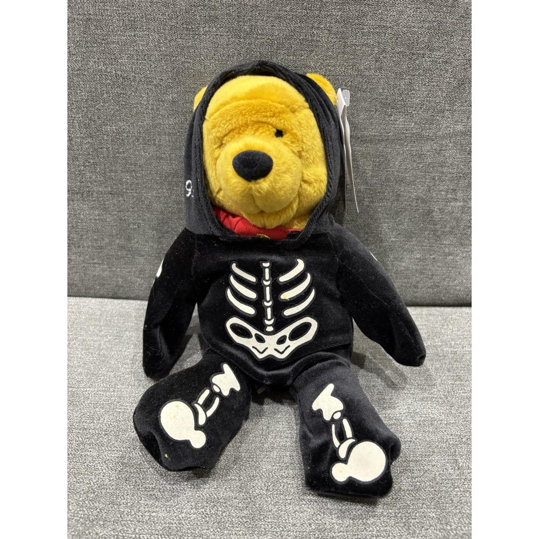 90s Disney Store Winnie the Pooh Skeleton Suit Pumpkin 13" Plush ...
