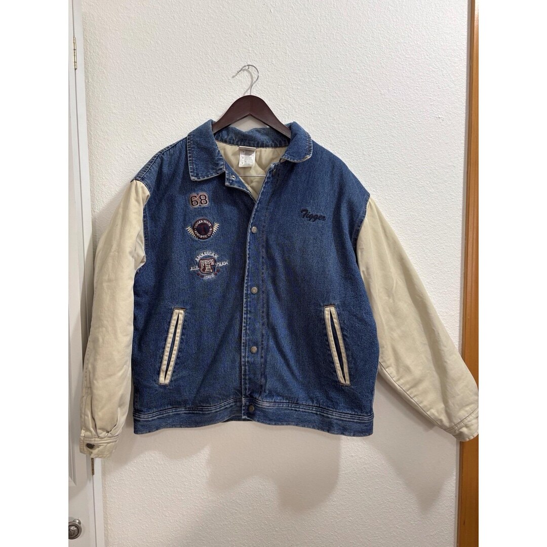 Vintage Disney Tigger Jacket Mens Medium M Denim Varsity Embroidered ...