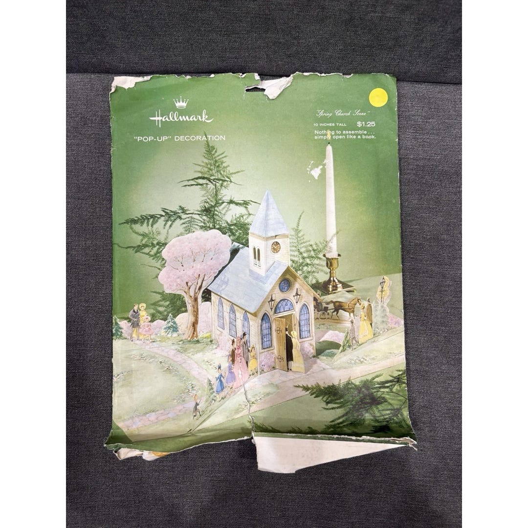 Vintage Hallmark Pop up Paper Decoration Spring Church Scene 1960s ...