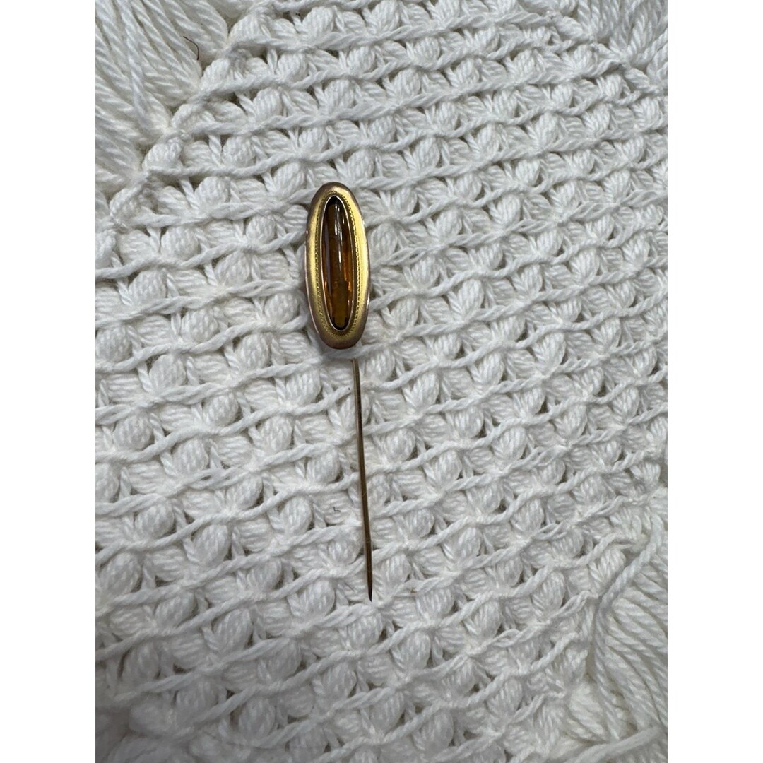 10K Yellow Gold Stick Pin Narrow Oval Amber Glass Tested 1880-1920s - Etsy