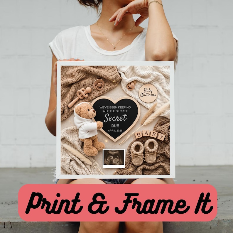 Pregnancy Announcement April 2026, Neutral Boho Baby Reveal Template ...