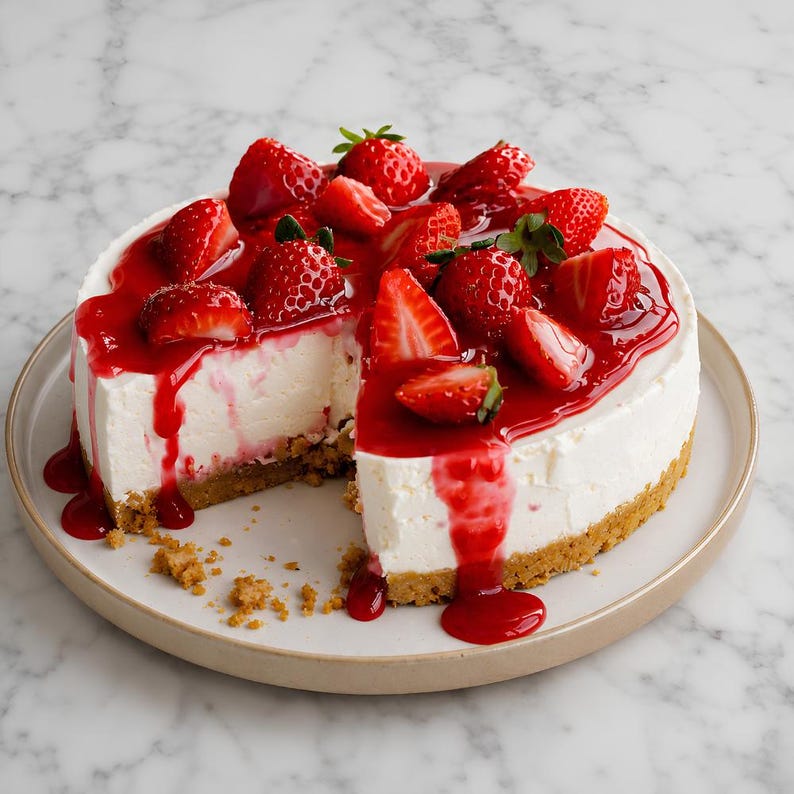 Recette de gâteau au fromage aux fraises PDF | Dessert cuit au four ...